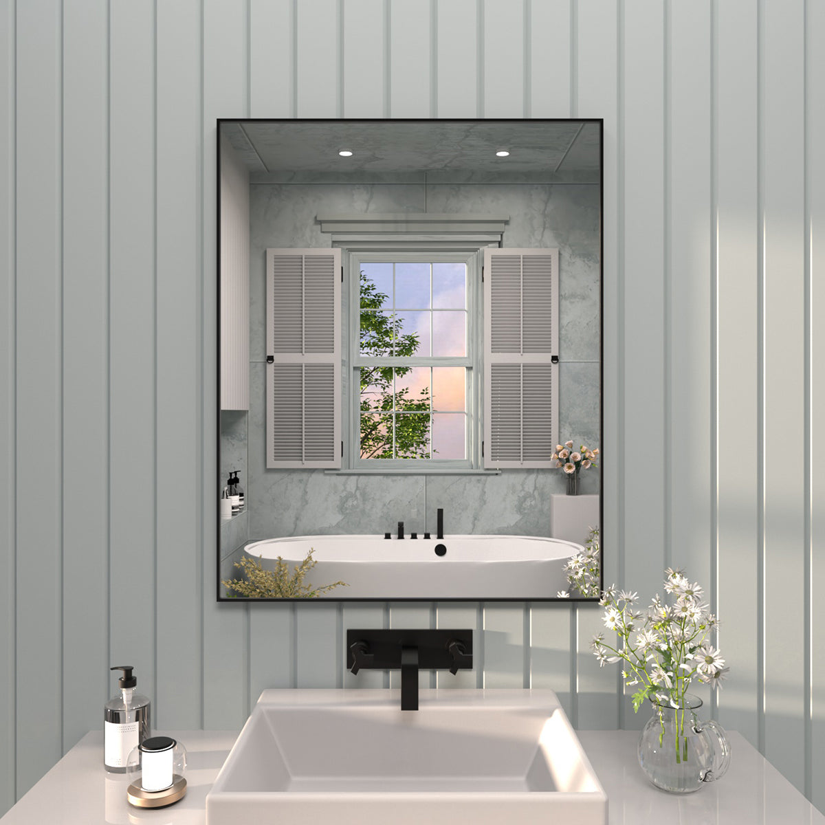 Tydex 24 in. W x 30 in. H Rectangular Framed Wall Bathroom Vanity Mirr